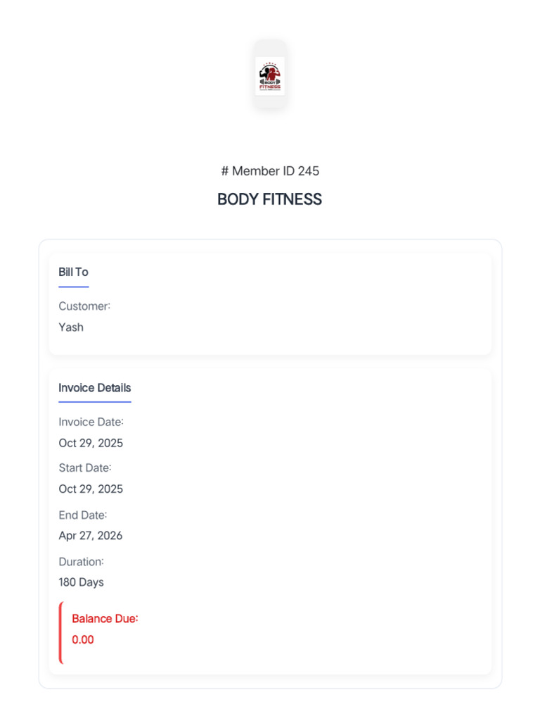 Invoice - Member ID 245 | PDF