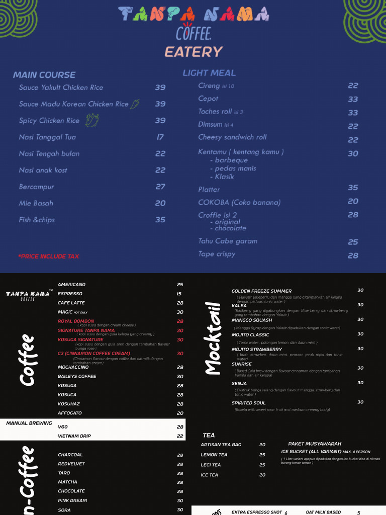 Menu Tanpa Nama Coffee | PDF