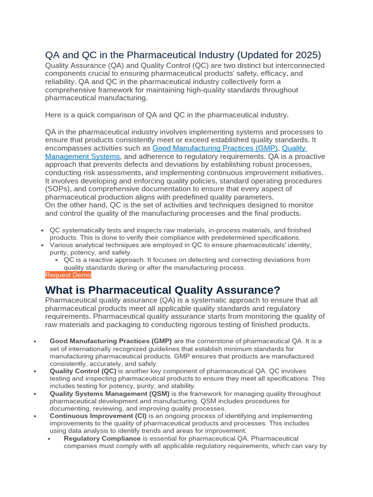 QA and QC in The Pharmaceutical Industry (Updated For 2025) : What Is ...