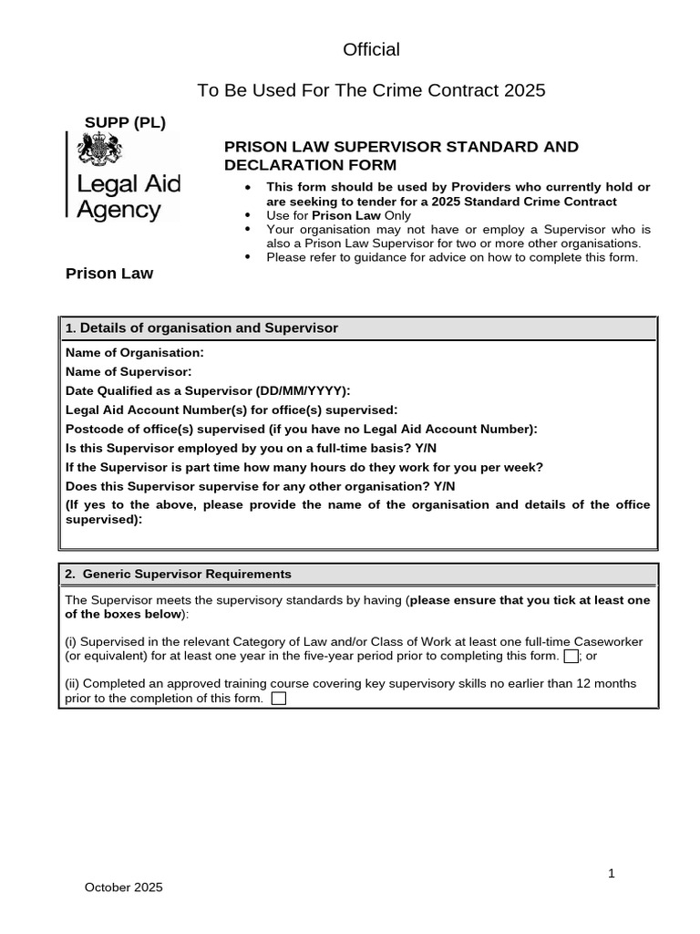 Prison_Law_Supervisor_Declaration_Form_ | PDF | Justice | Crime & Violence