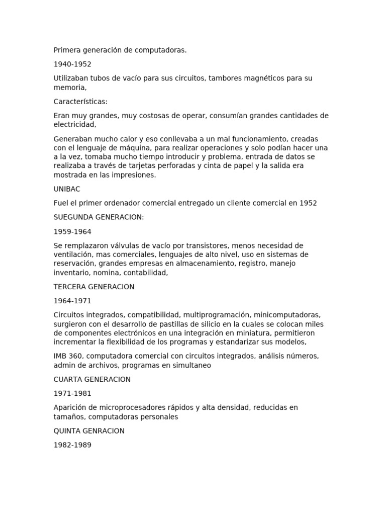 Primera Generación de Computadoras XD | PDF