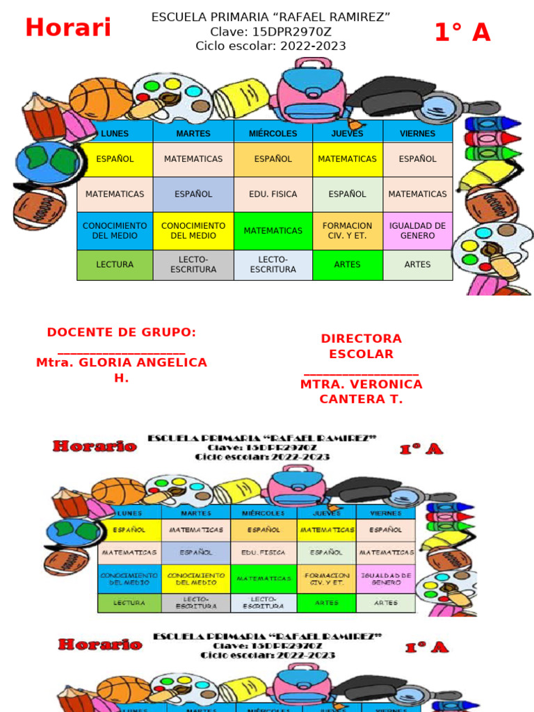 Horario Escolar Bueno | PDF