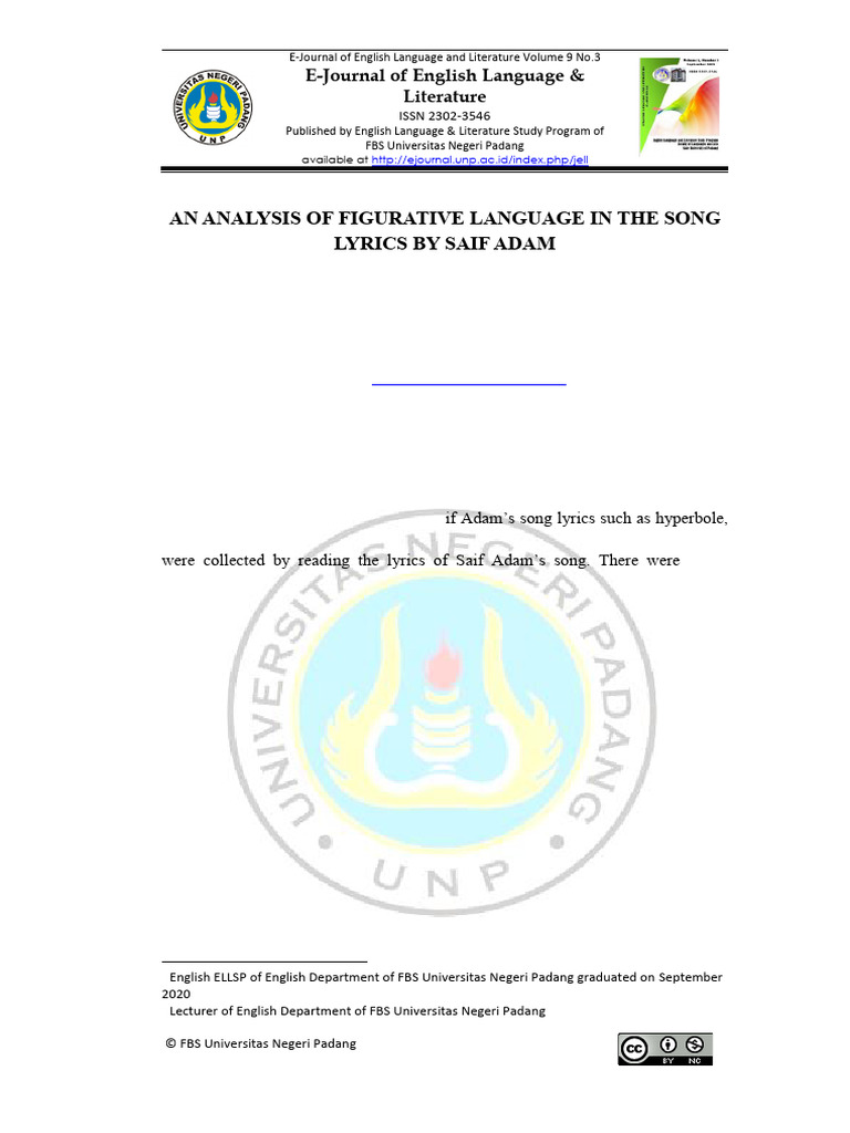 An Analysis of Figurative Language in The Song Lyrics by Saif Adam ...