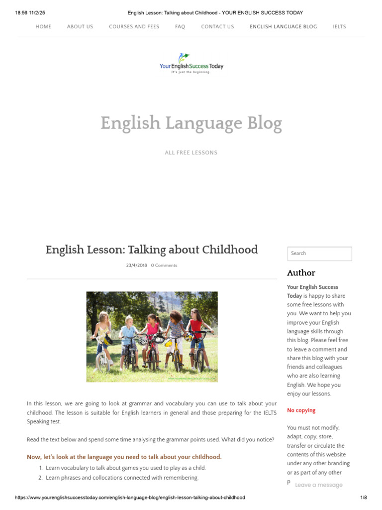 English Lesson on Childhood Vocabulary | PDF | English Language | Human ...