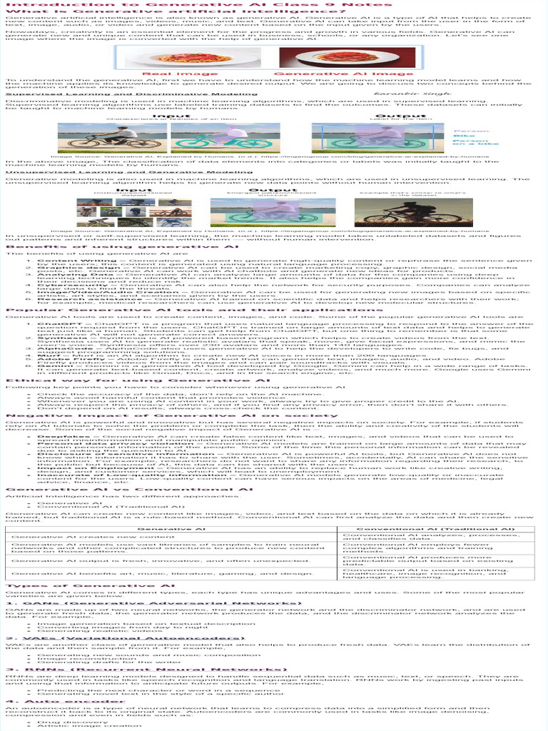 Class 9th Intro to Generative Notes | PDF | Artificial Intelligence ...