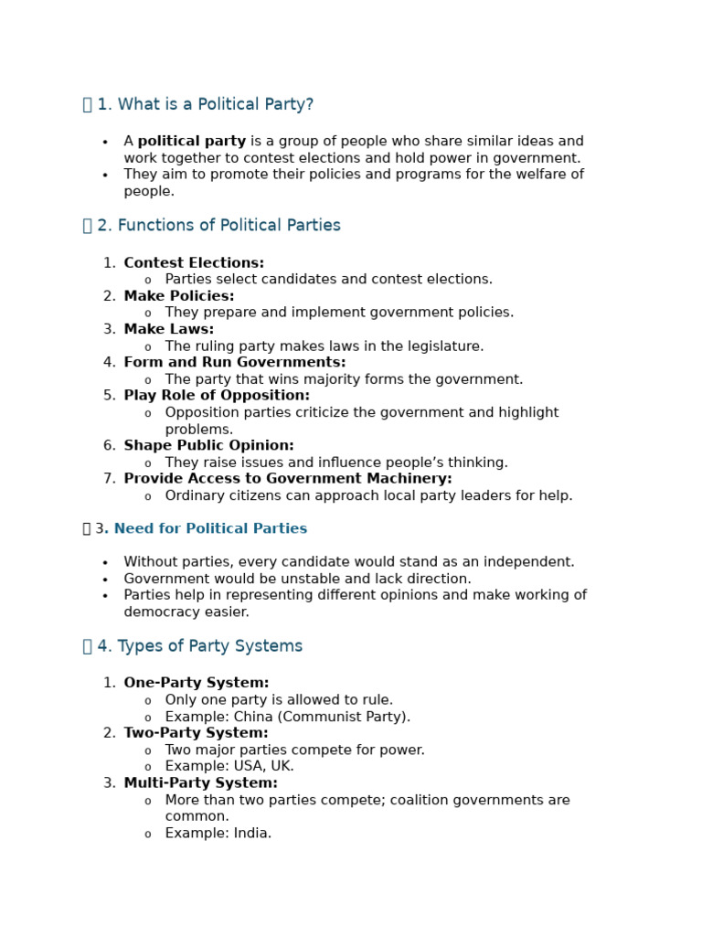 Political Parties | PDF | Political Parties | Elections
