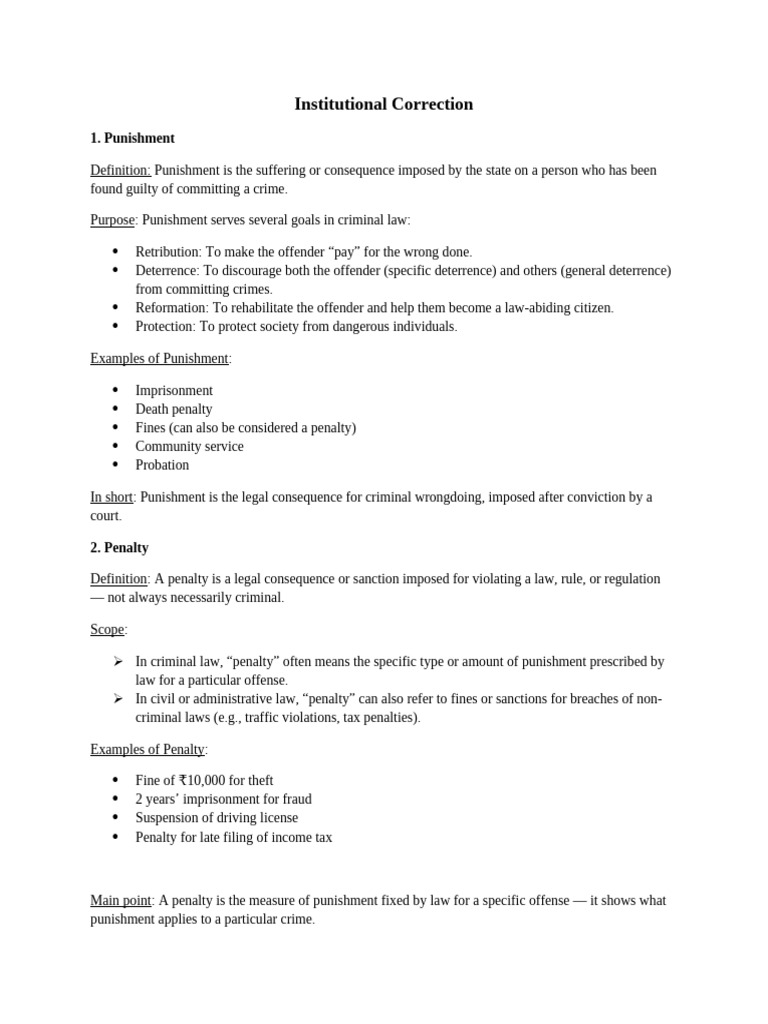 Institutional Correction NOTES | PDF | Punishments | Crimes
