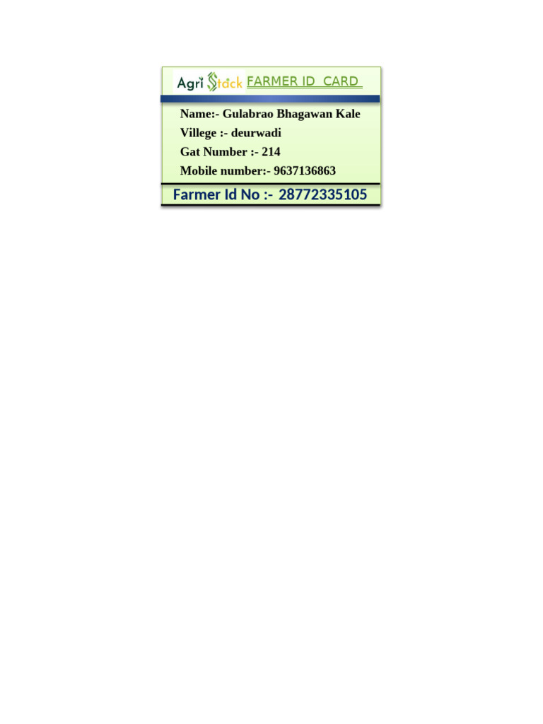 Farmer Id Card | PDF