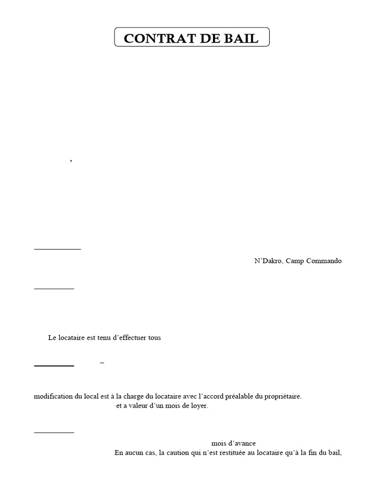 Contrat de bail pour maison à Bouaké | PDF | Loi commune | Droit privé