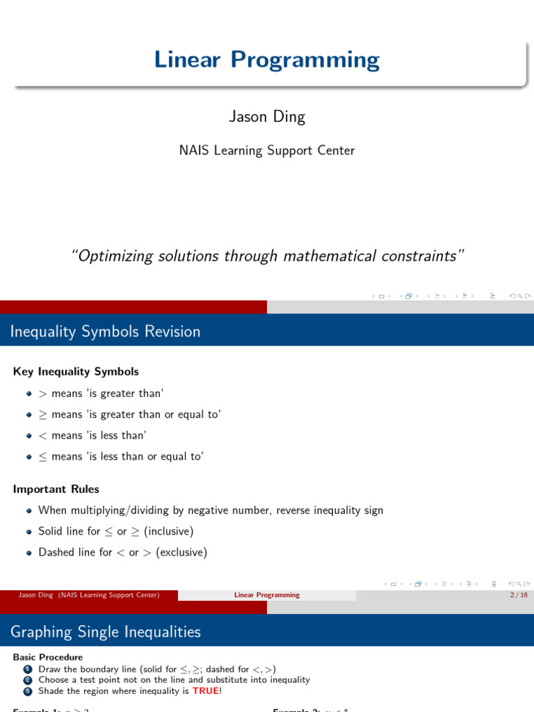 IGCSE Linear Programming | PDF | Inequality (Mathematics) | Linear ...
