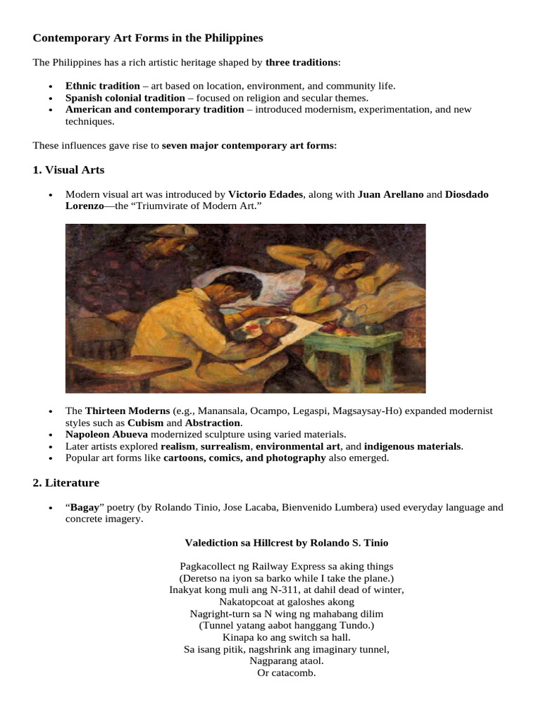 Summary Cpar q3 Module1 | PDF | Philippines | The Arts