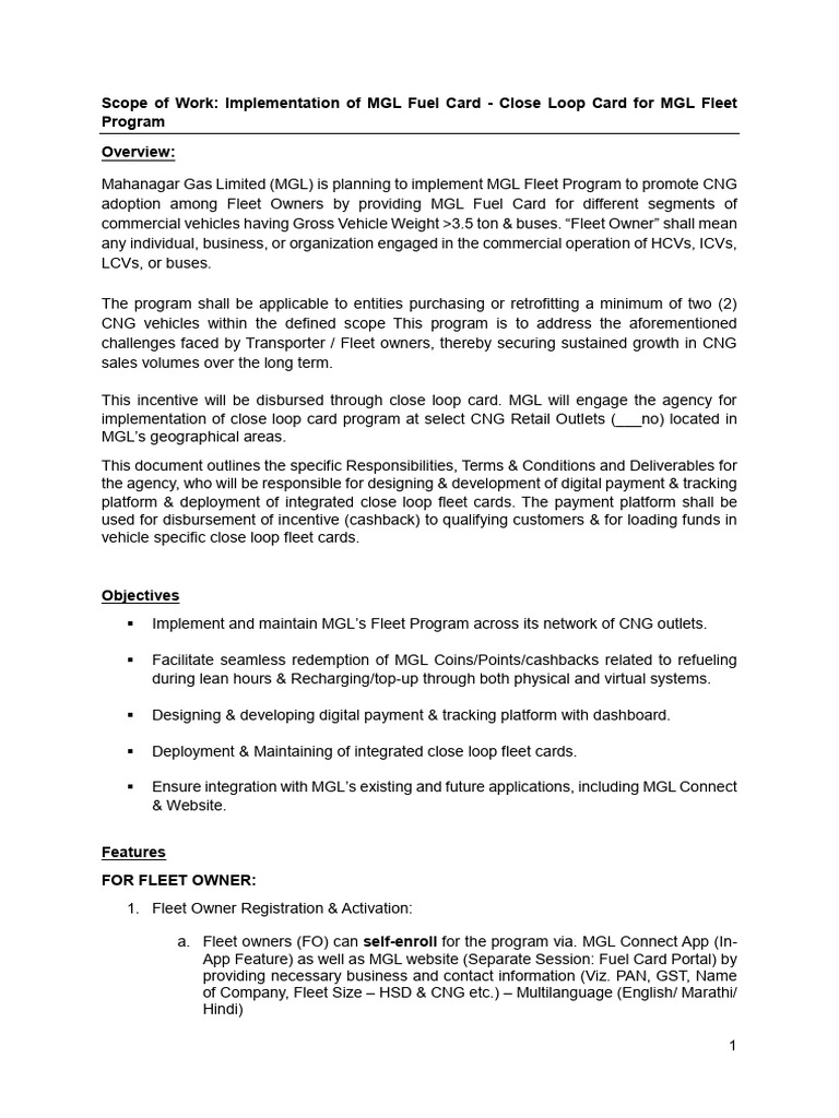MGL Fleet Program: CNG Fuel Card Implementation | PDF | Credit Card ...