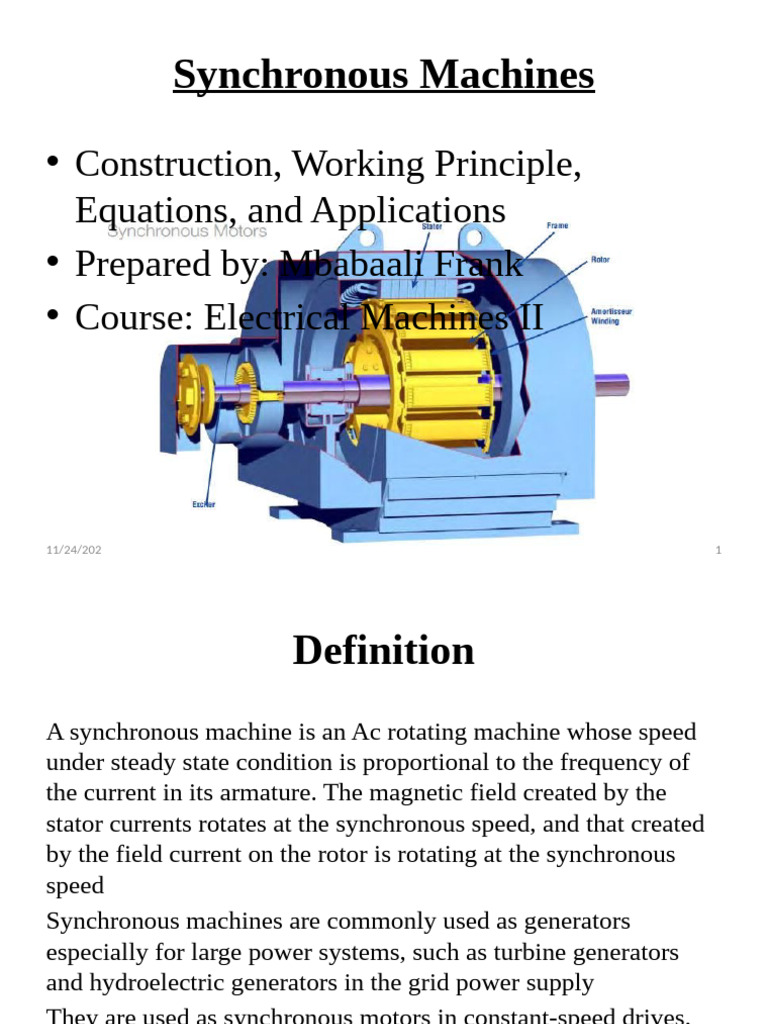 Synchronous Machines Presentation-1 | PDF | Electric Motor | Electric ...