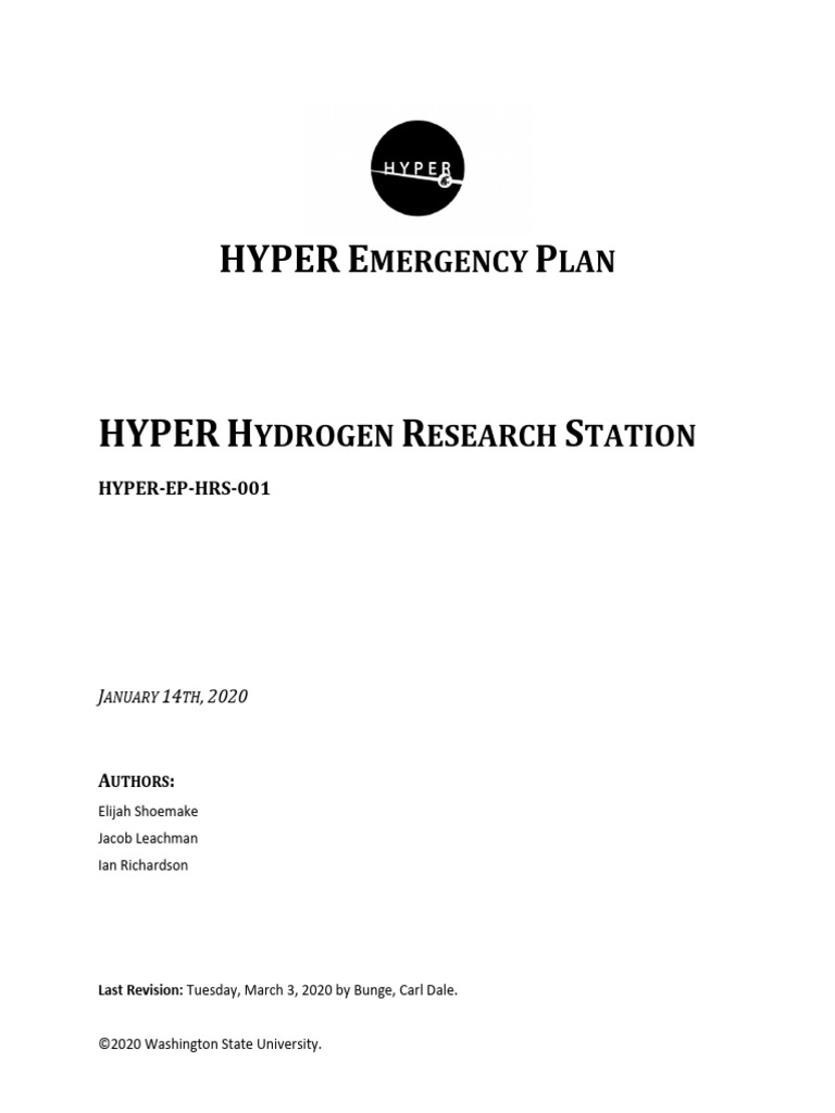 HYPER Emergency Plan 001 Hydrogen Research Station | PDF | Personal ...