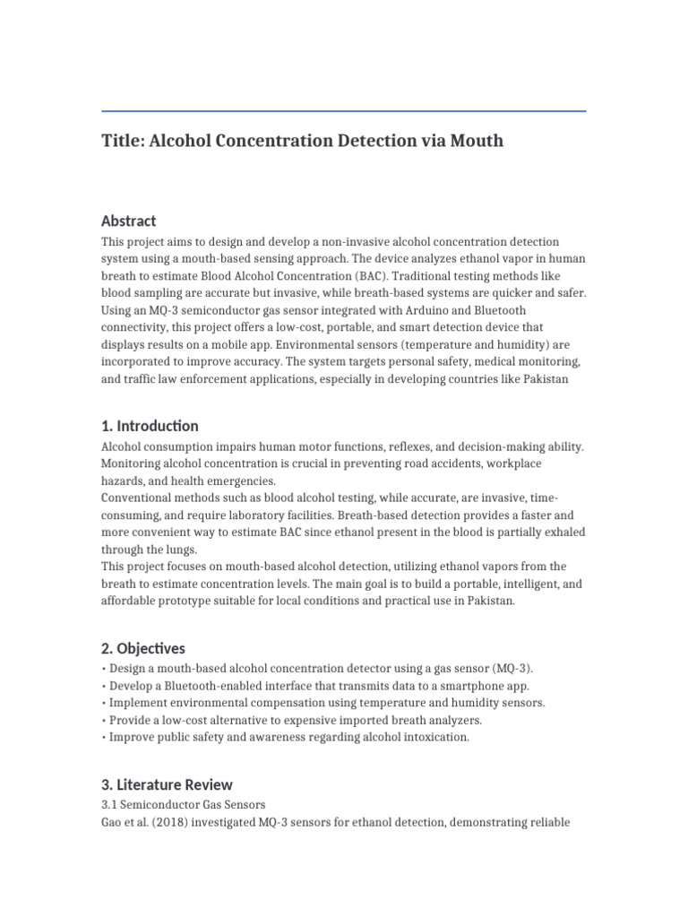Non-Invasive Alcohol Detection Device | PDF | Sensor