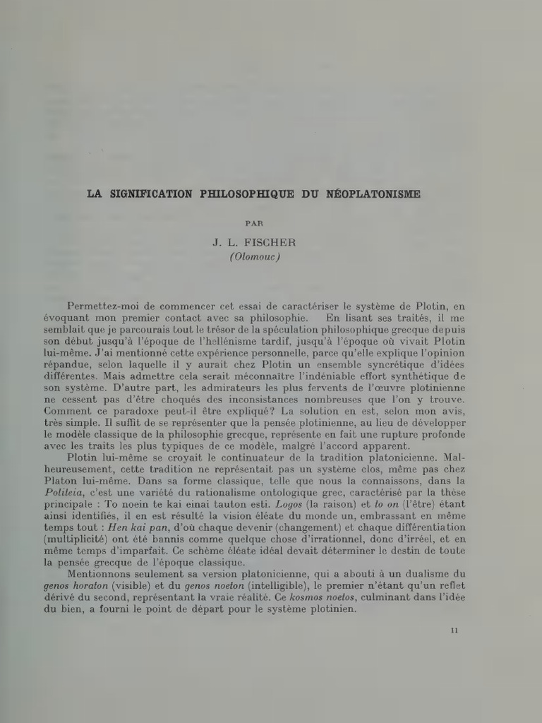 Philosophie du Néoplatonisme de Plotin | PDF | Platon | Aristote