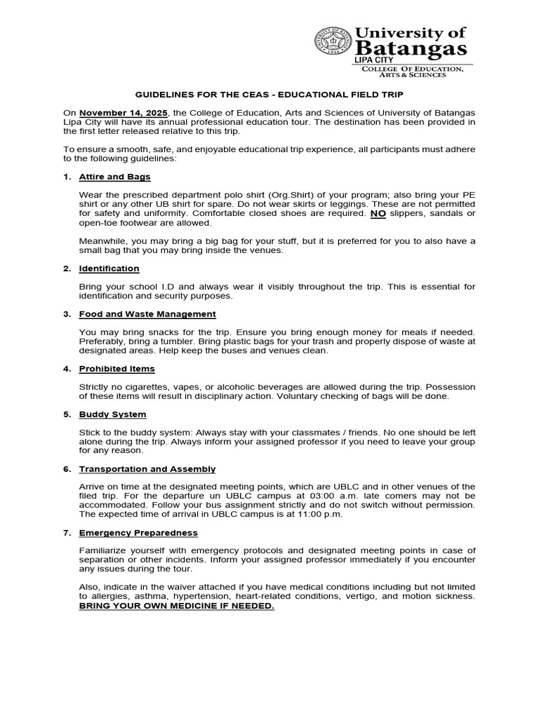 Tour Guidelines | PDF