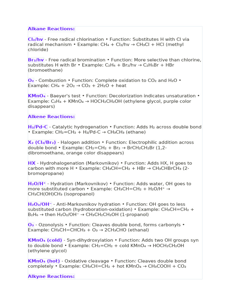 Alkane Reactions | PDF | Aldehyde | Alkene