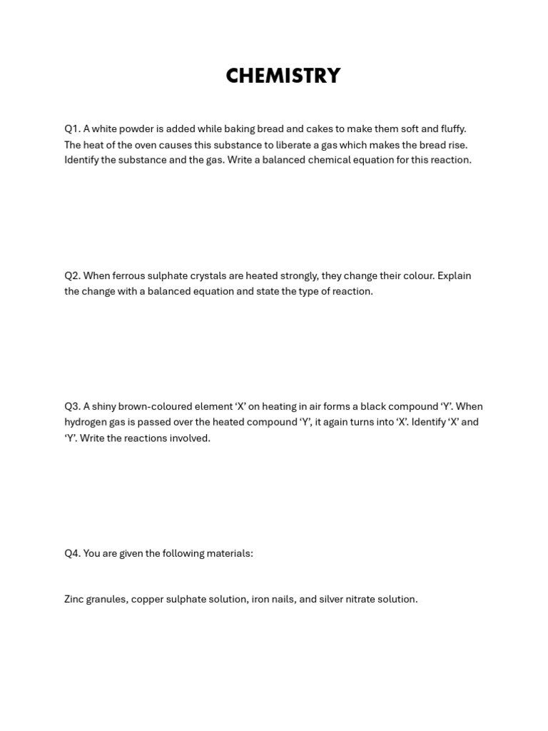 Chemistry Worksheet | PDF | Chemical Reactions | Sodium Carbonate