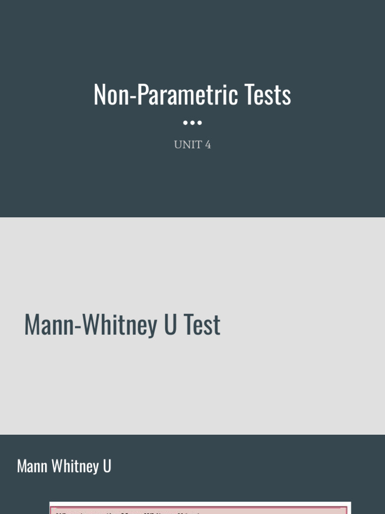 Non Parametric Test | PDF | Mann–Whitney U Test | Statistics