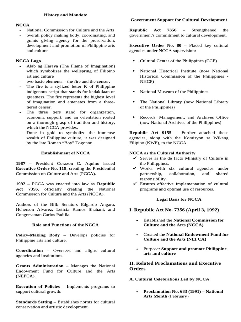 NCCA | PDF | Philippines | Government