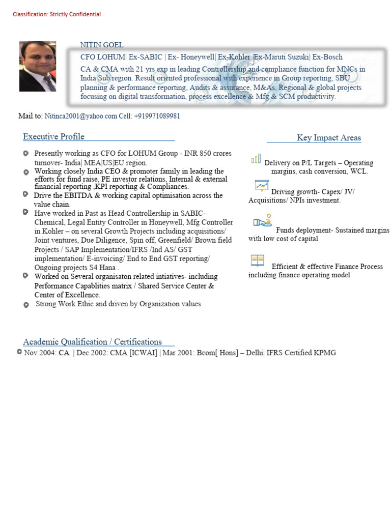 CFO Profile: Nitin Goel's Expertise | PDF | Taxes | Audit