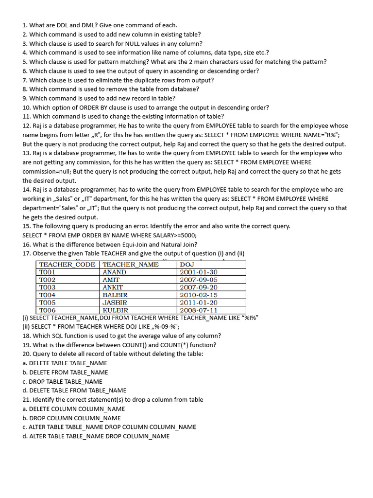 Dbms Worksheet | PDF | Databases | Table (Database)