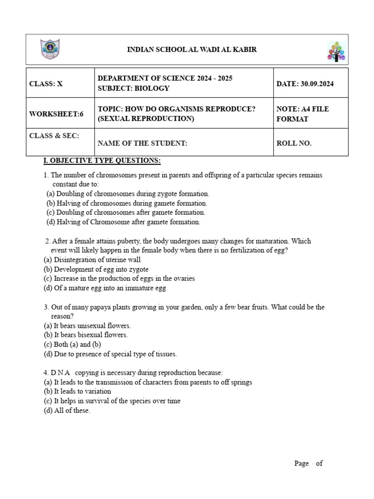 4189382-Class 10 - Biology - How Do Organisms Reproduce - Ws - Part Ii ...