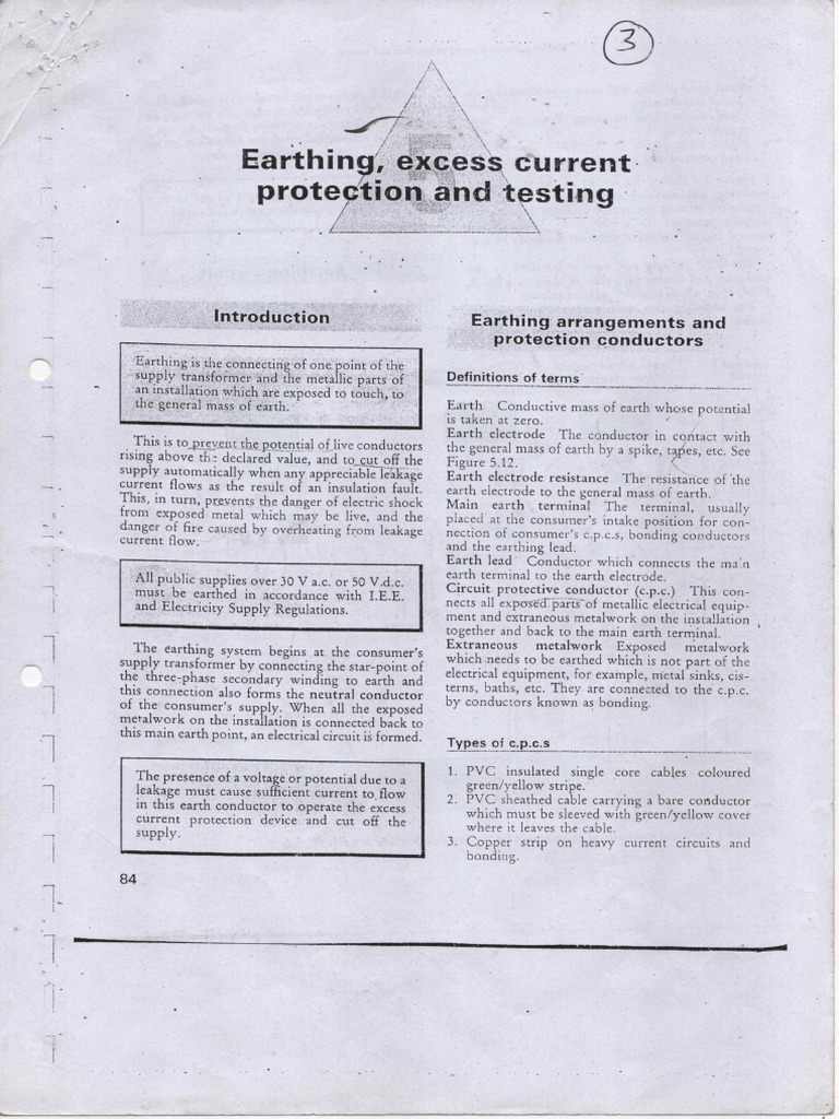 3.earthing, Excess Current Protection | PDF