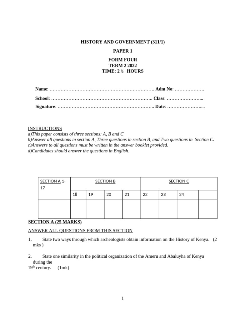 HISTORY-F4-P1 | PDF | Kenya