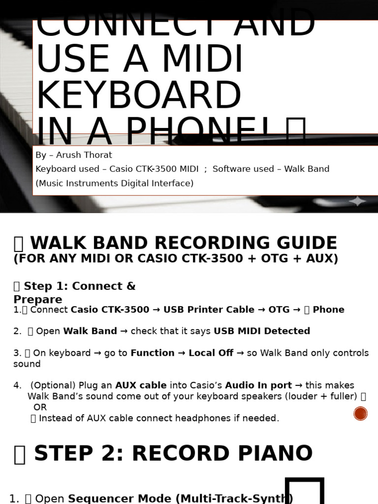 Connect MIDI Keyboard to Phone Guide | PDF | Synthesizer | Piano