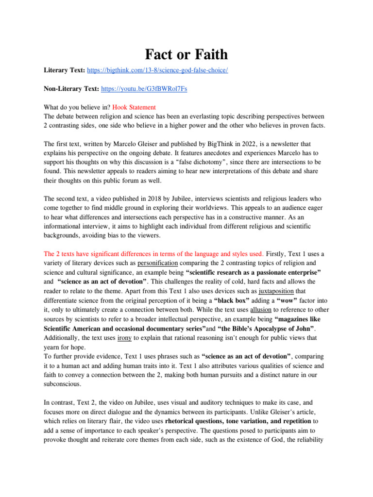 Fact or Faith - Compare and Contrast | PDF | Relationship Between ...