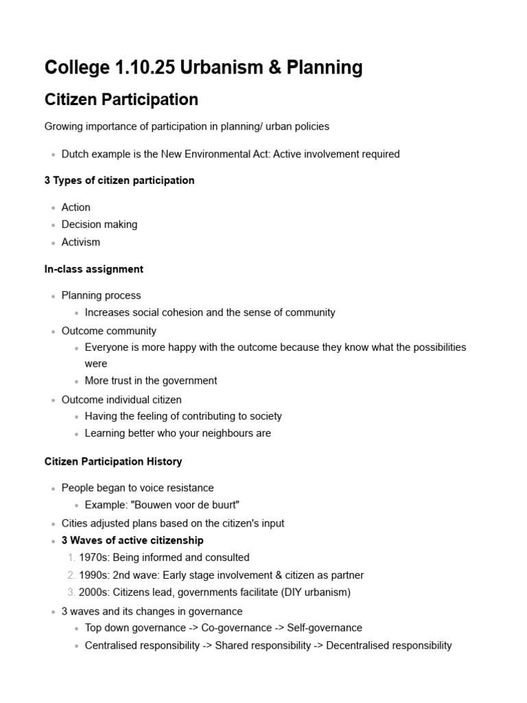 Citizen Participation in Urban Planning | PDF | Public Participation ...