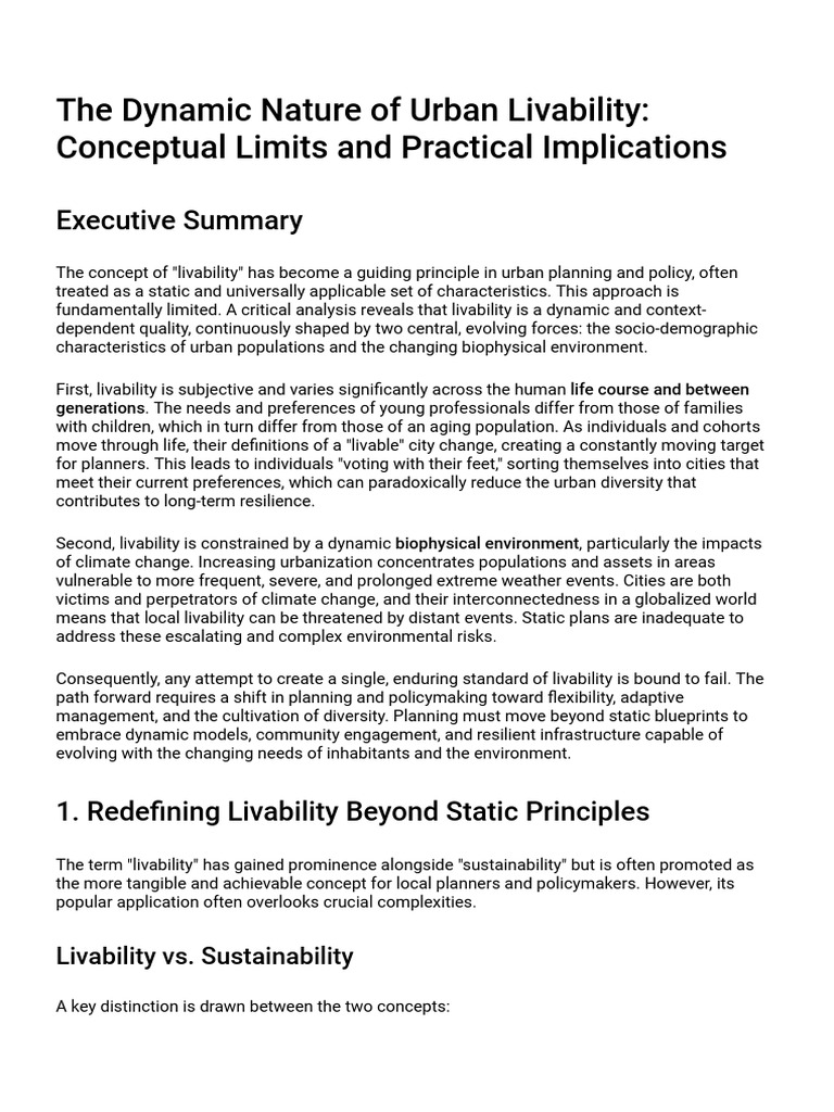 Liveability and Sustainability | PDF | Sustainability | Climate Change