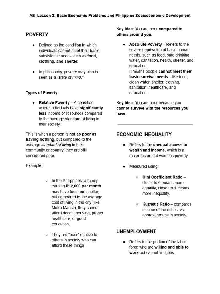AE_Lesson 3_ Basic Economic Problems and Philippine Socioeconomic ...