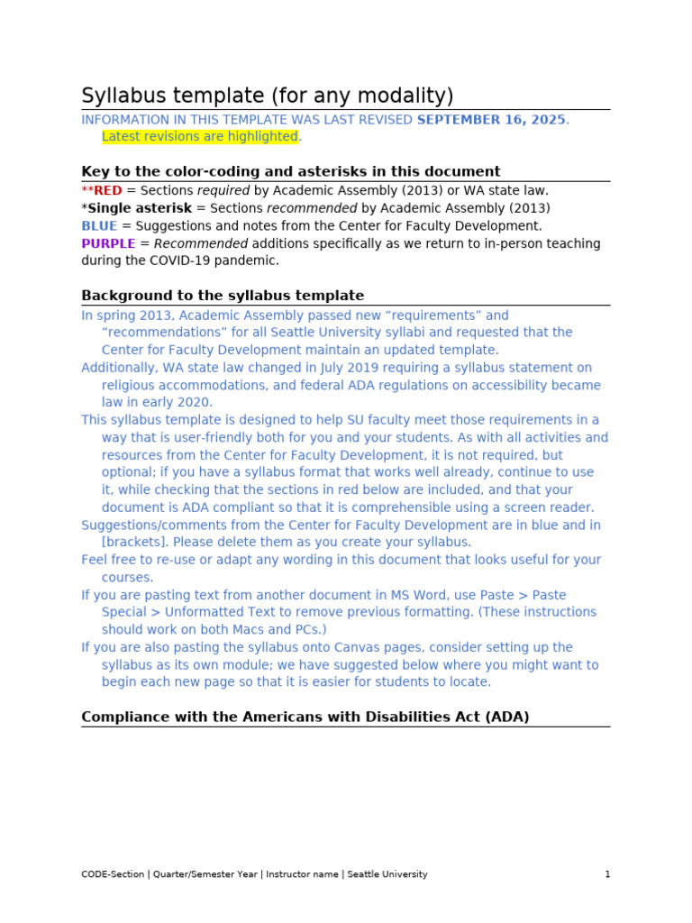 Syllabus - Template 2025 09 16 | PDF | Artificial Intelligence ...