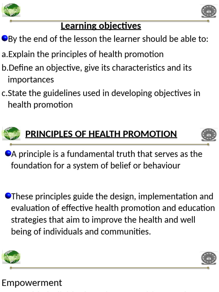 HEALTH Promotion Objective 2 | PDF | Health Promotion | Goal