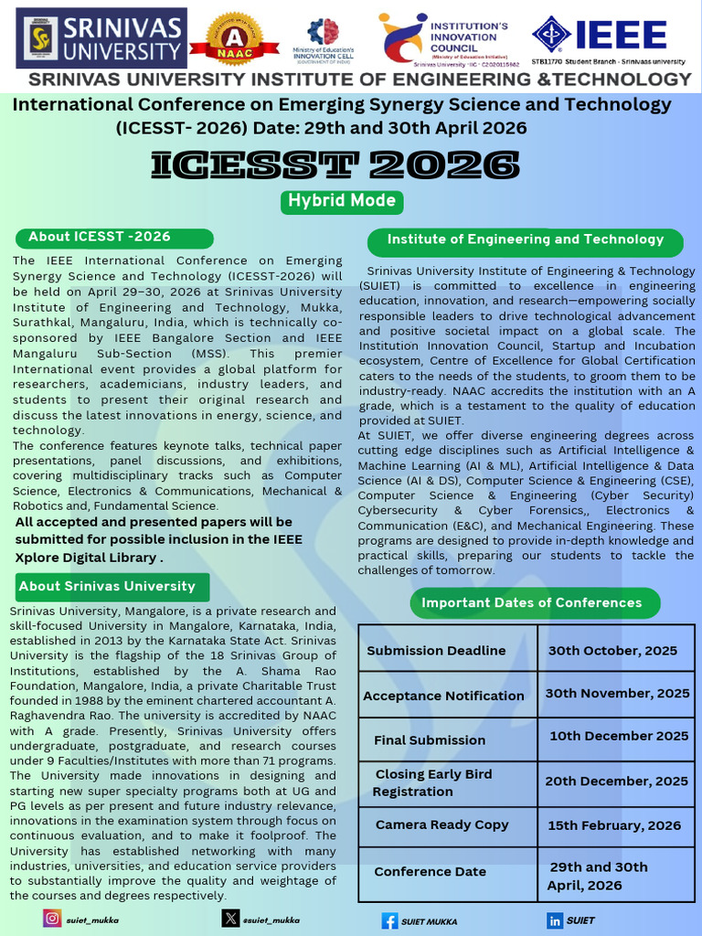 ICESST 2026: Emerging Synergy Conference | PDF | Engineering ...