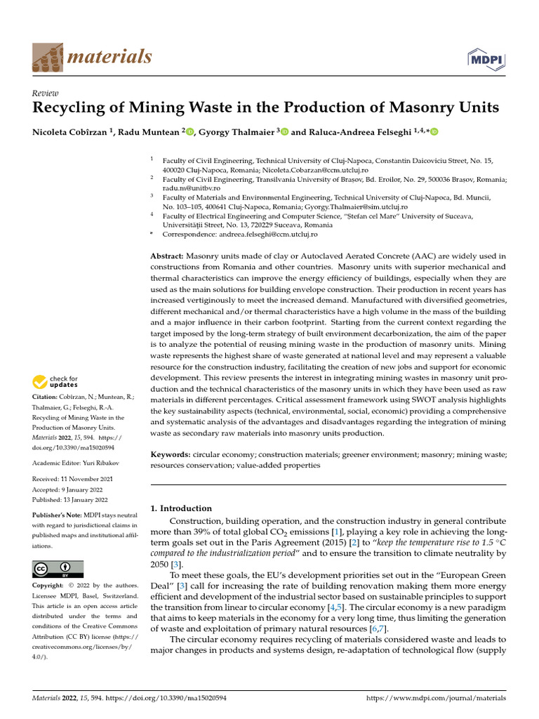 Recycling of Mining Waste in T | PDF | Mining | Waste
