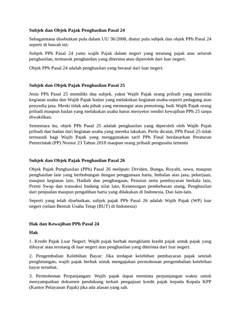 Subjek Dan Pajak Penghasilan Pasal 24 | PDF