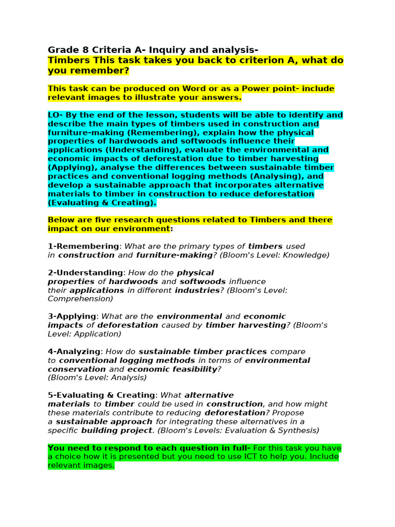 Grade 8 Inquiry Task | PDF