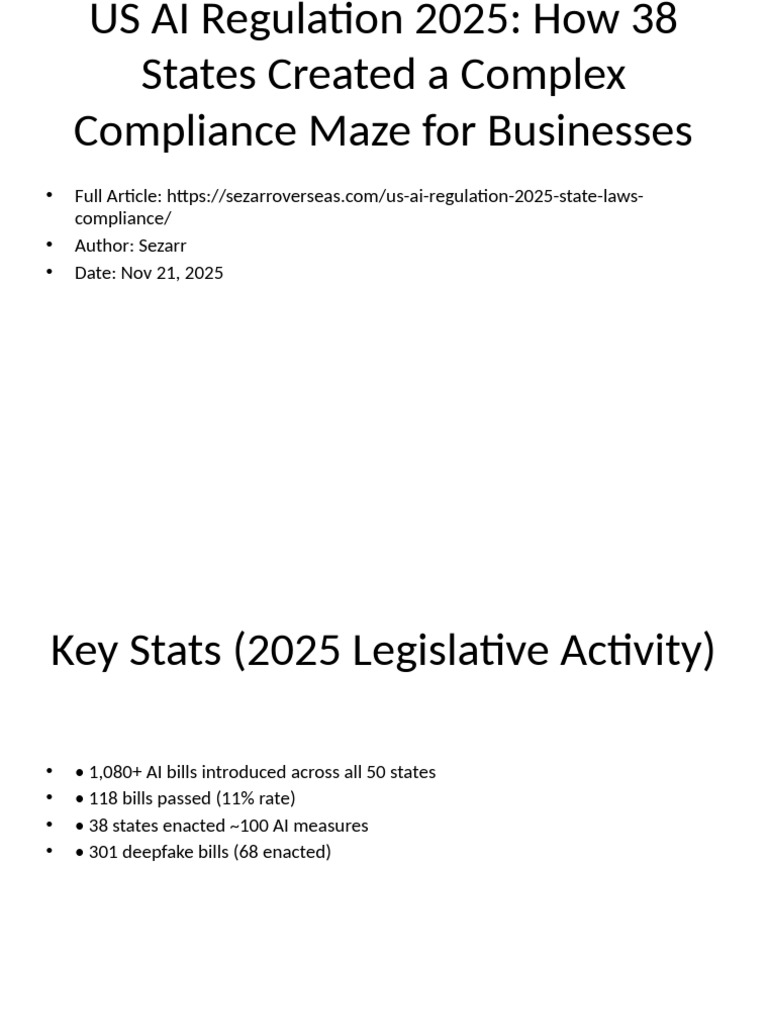 US AI Regulation 2025: State Compliance Challenges | PDF