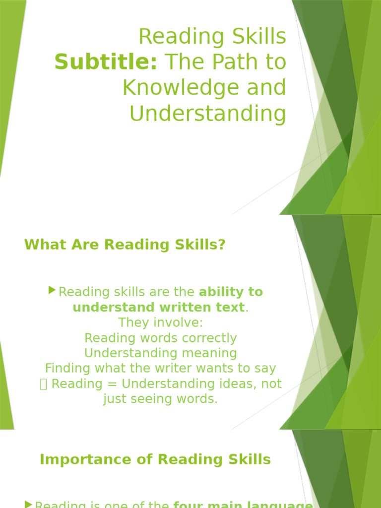 Reading Skills | PDF | Speed Reading | Writing
