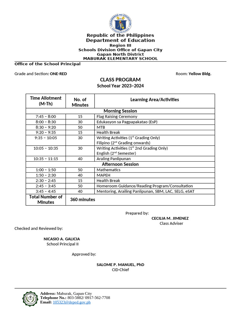 Class Prog SY23 24 - G1 Red 1 | PDF | Learning | Human Communication