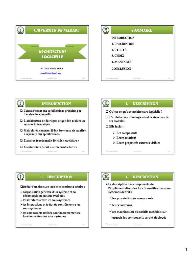 Cours N°6 Architecture | PDF | Architecture de logiciel | Informatique