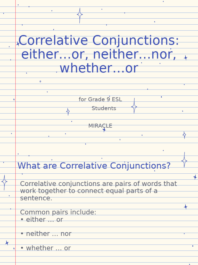 Correlative Conjunctions for ESL Students | PDF