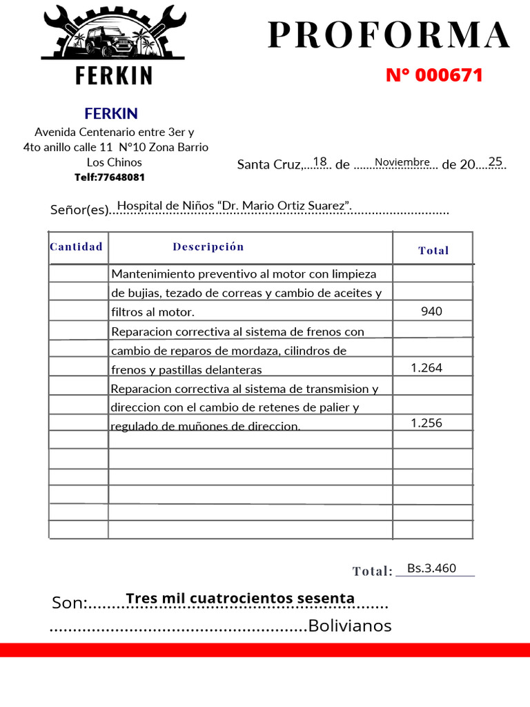 Proforma Hospital de Niños1 | PDF