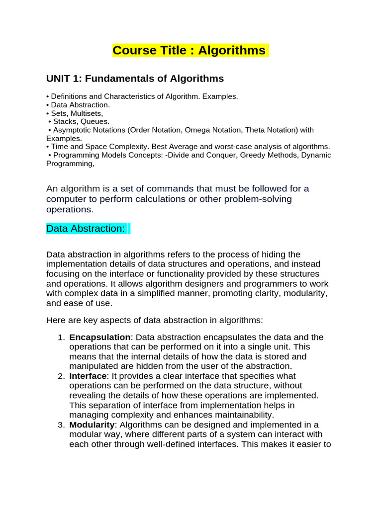 Algorithms - Total Units | PDF | Queue (Abstract Data Type) | Time ...