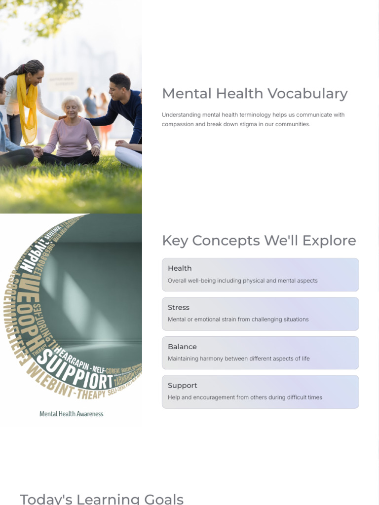 Mental Health Vocabulary | PDF | Mental Disorder | Mental Health