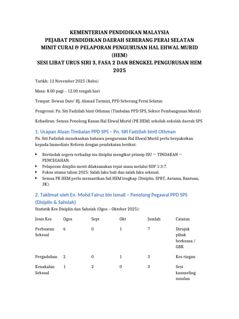 Minit Curai HEM Siri3 Fasa2 Bengkel2025 | PDF